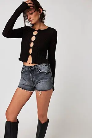 MOTHER MOTHER The Tomcat Kick Fray Denim Shorts Hell Yeah