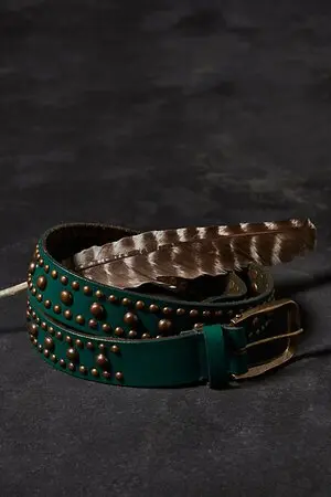 Free People We The Free Sola Studded Leather Belt Green