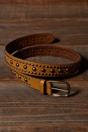 Free People We The Free Sola Studded Leather Belt Ochre