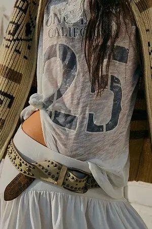 Free People We The Free Sola Studded Leather Belt - Stone Cold