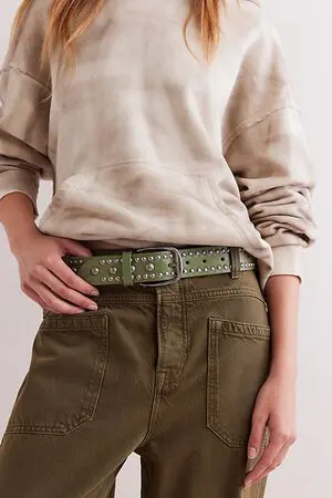 Free People We The Free Sola Studded Leather Belt - Tapenade