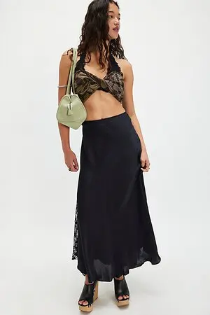 Free People Satin Half Slip With Lace Detailing
