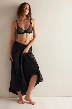 Free People Satin Half Slip With Lace Detailing