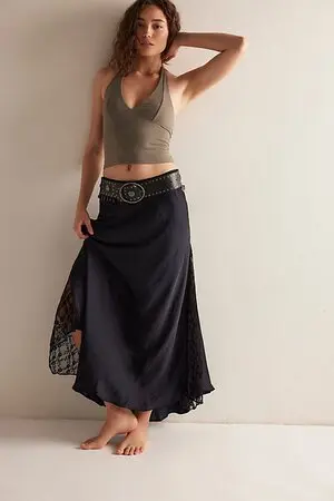 Free People Satin Half Slip With Lace Detailing