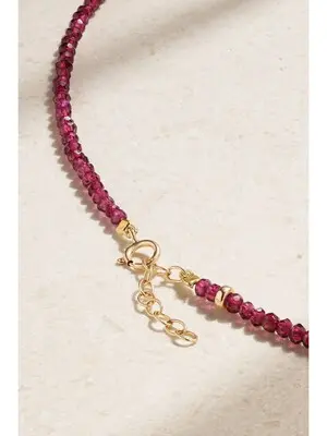 Jia Jia Net Sustain Birthstone 14-karat Gold Beaded Necklace - Blue