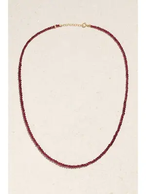 Jia Jia Net Sustain Birthstone 14-karat Gold Beaded Necklace - Blue