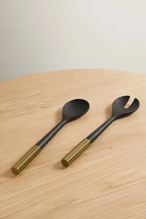 L'Objet Alhambra Set Of Two Smoked Ash And Gold-tone Serving Spoons Brown