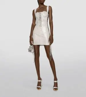 Dolce & Gabbana Kim Embellished Lace-Up Mini Dress - Multi | Editorialist