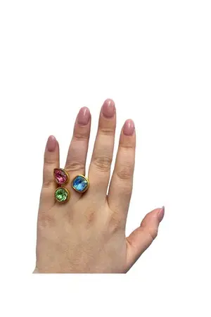 KENNETH JAY LANE Multi Pastel Gemstone Cluster Ring