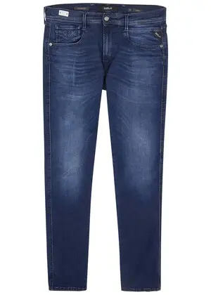 REPLAY Anbass Hyperflex Slim-leg Jeans - Dark Blue