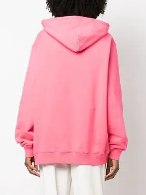 MSGM Graphic-print Cotton Hoodie - Pink