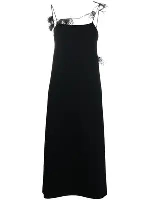 JIL SANDER Feather-trim Slip Dress - Black