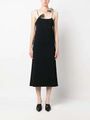 JIL SANDER Feather-trim Slip Dress - Black