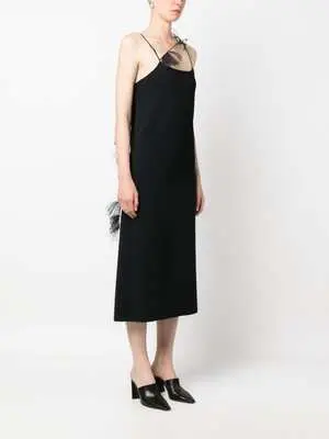 JIL SANDER Feather-trim Slip Dress - Black