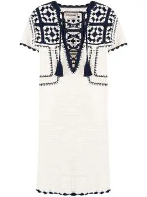 Zadig&Voltaire Imany Tasselled Crochet Organic Cotton Minidress - White