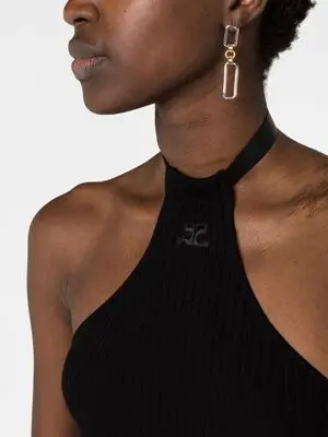 COURREGES Ribbed-knit Halterneck Mini Dress