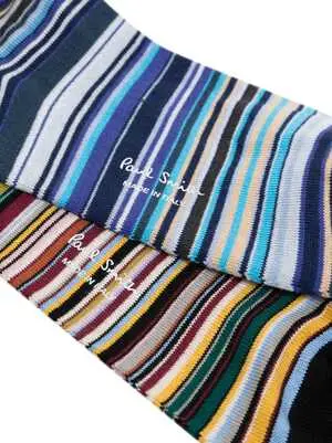 Paul Smith Two-pack Striped Cotton Socks - Blue