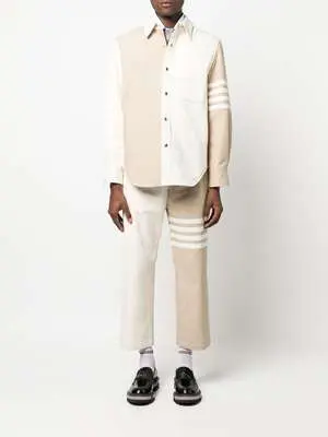 Thom Browne 4-bar Patchwork Denim Shirt - Neutrals