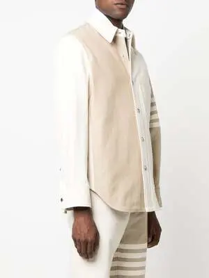 Thom Browne 4-bar Patchwork Denim Shirt - Neutrals