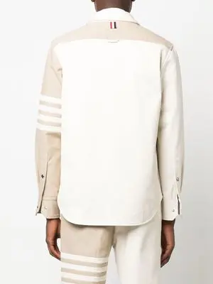 Thom Browne 4-bar Patchwork Denim Shirt - Neutrals
