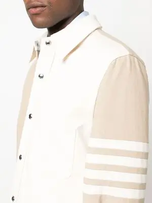 Thom Browne 4-bar Patchwork Denim Shirt - Neutrals