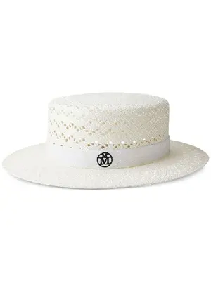 MAISON MICHEL Interwoven Design Straw Fedora