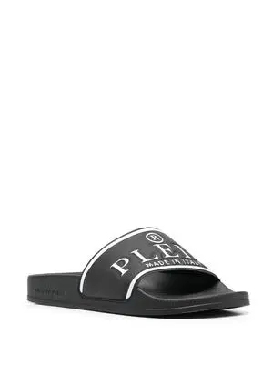 Philipp Plein Logo Print Slides - Black