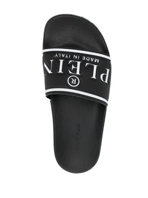 Philipp Plein Logo Print Slides - Black