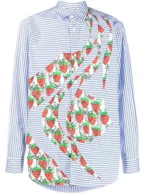 Comme Des Garçons Graphic-print Cotton Shirt - Blue