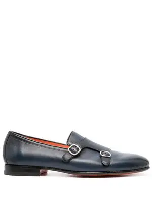 Santoni Double-buckle Leather Loafers