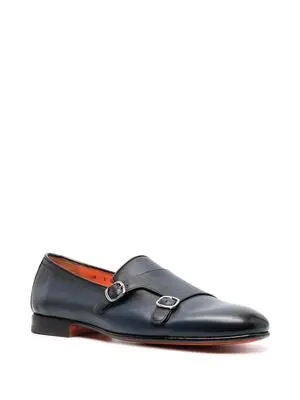 Santoni Double-buckle Leather Loafers