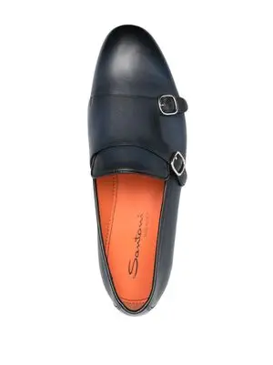 Santoni Double-buckle Leather Loafers