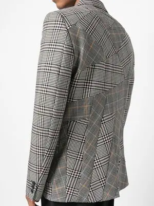 Comme Des Garçons Patchwork Detailing Checked Blazer - Neutrals