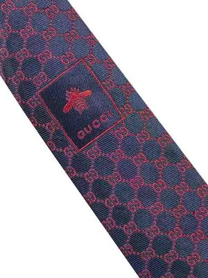 Gucci Gg Silk Jacquard Tie - Blue