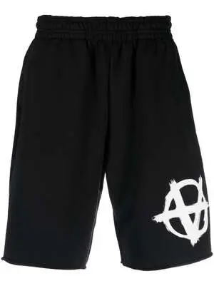 Vetements Logo-print Knee-length Shorts - Black