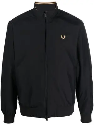 Fred Perry Logo-embroidered Zip-up Jacket - Black