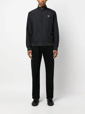 Fred Perry Logo-embroidered Zip-up Jacket - Black