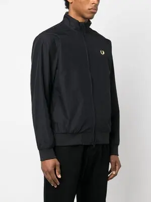 Fred Perry Logo-embroidered Zip-up Jacket - Black