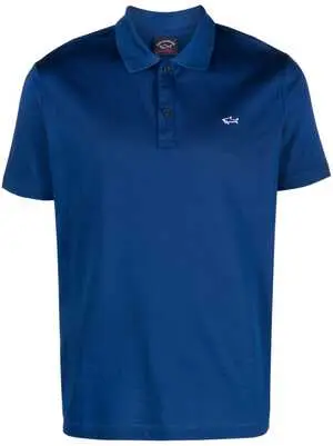 Paul & Shark Logo-patch Organic-cotton Polo Shirt - Blue