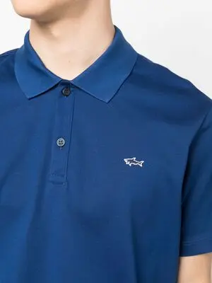 Paul & Shark Logo-patch Organic-cotton Polo Shirt - Blue