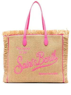 MC2 SAINT BARTH Vanity Logo-embroidered Woven Tote Bag