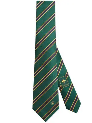 Gucci Striped Silk Tie Green