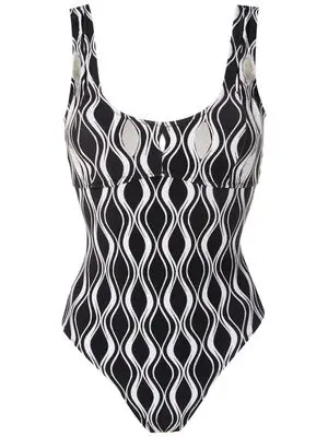 AMIR SLAMA Wave-print Swimsuit - Black