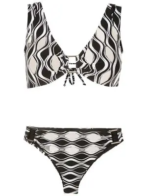AMIR SLAMA Wave-print Bikini Set - Black