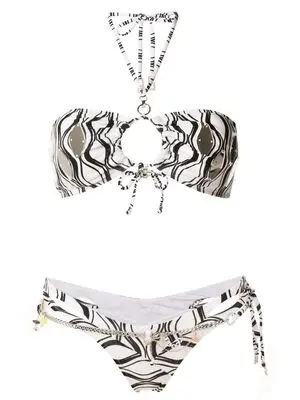 AMIR SLAMA Wave-print Bikini Set - White