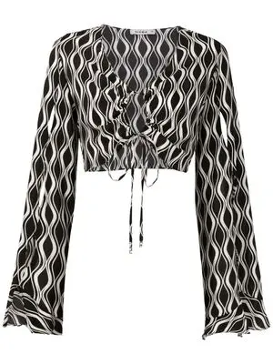 AMIR SLAMA Wave-print Blouse - Black