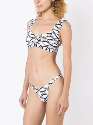AMIR SLAMA Wave-print Tanga Bikini Set