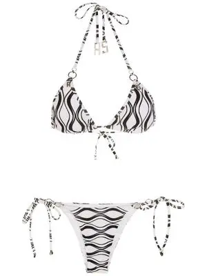 AMIR SLAMA Wave-print Bikini Set - White