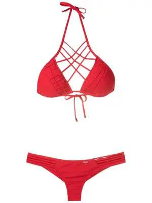 AMIR SLAMA Lattice-strap Bikini Set - Red