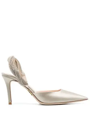 Rodo 95mm Crystal-embellished Satin Pumps Neutrals